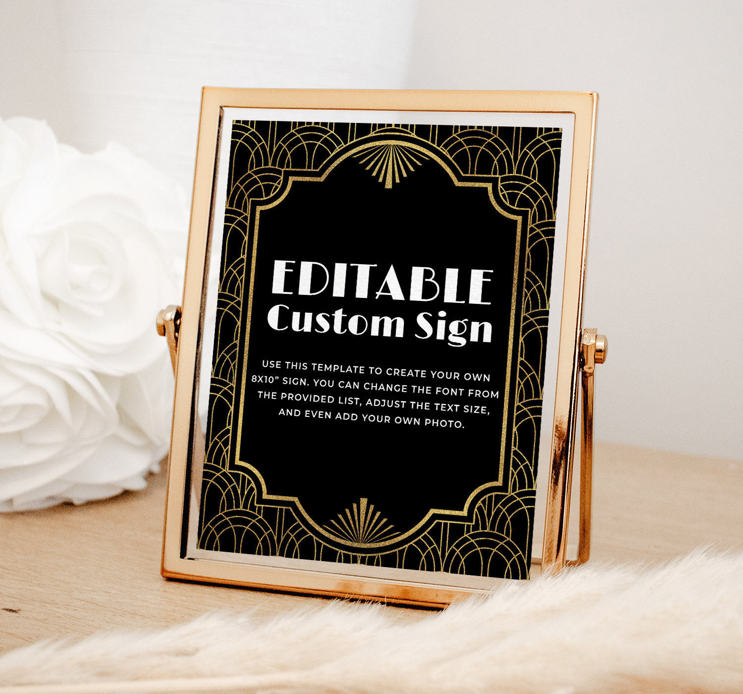 Custom Gatsby Party Sign EDITABLE, Art Deco Wedding Table Sign, Roaring ...