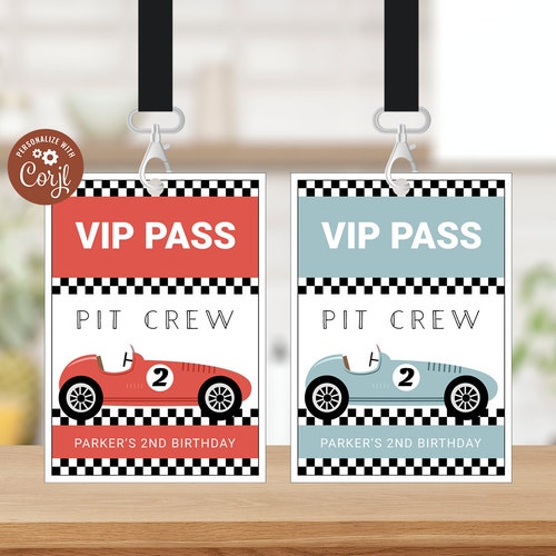 Race Car VIP Pit Crew Pass Editable Racing Birthday Party - Etsy
