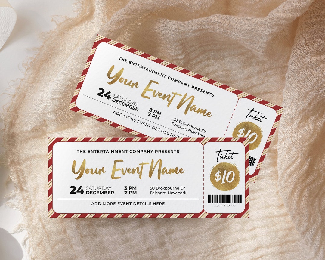 Christmas Event Ticket Editable, Printable Admit One Christmas Party ...