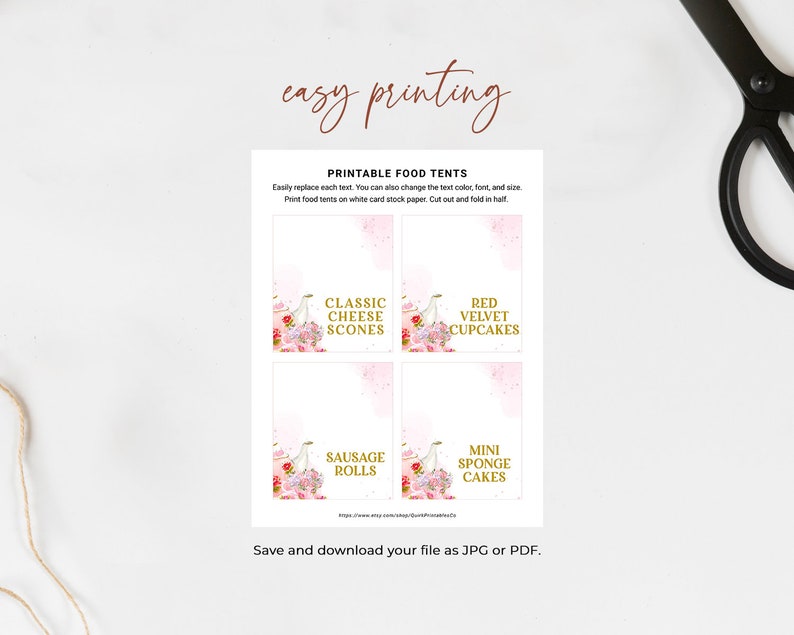 Tea Party Food Labels EDITABLE, Tea Party Place Cards Printable, Floral ...