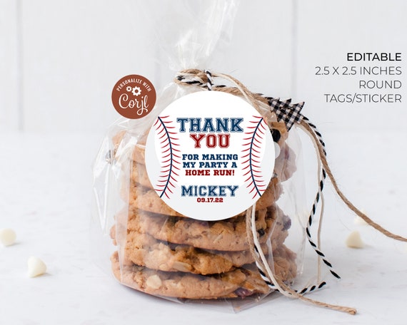 Baseball Birthday Favor Tag EDITABLE , Printable Baseball Party Thank ...