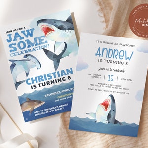 Custom Shark Birthday Sign EDITABLE, Shark Party Table Sign Printable ...