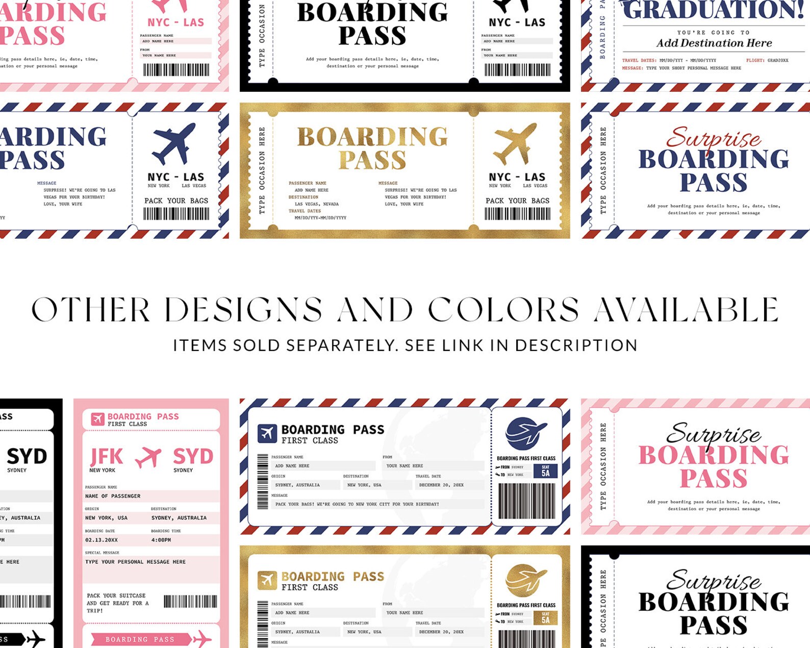 EDITABLE Boarding Pass Ticket Printable Vacation Trip - Etsy