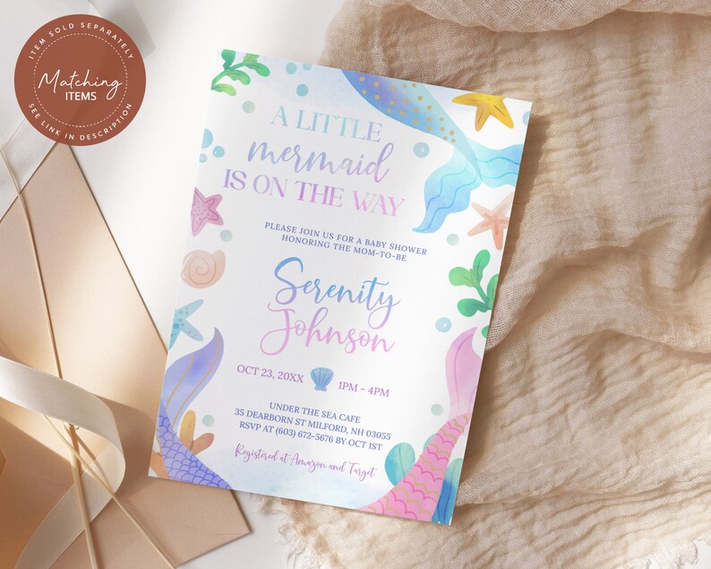 Mermaid Diaper Raffle Sign and Tickets, Mermaid Baby Shower Game Sign ...