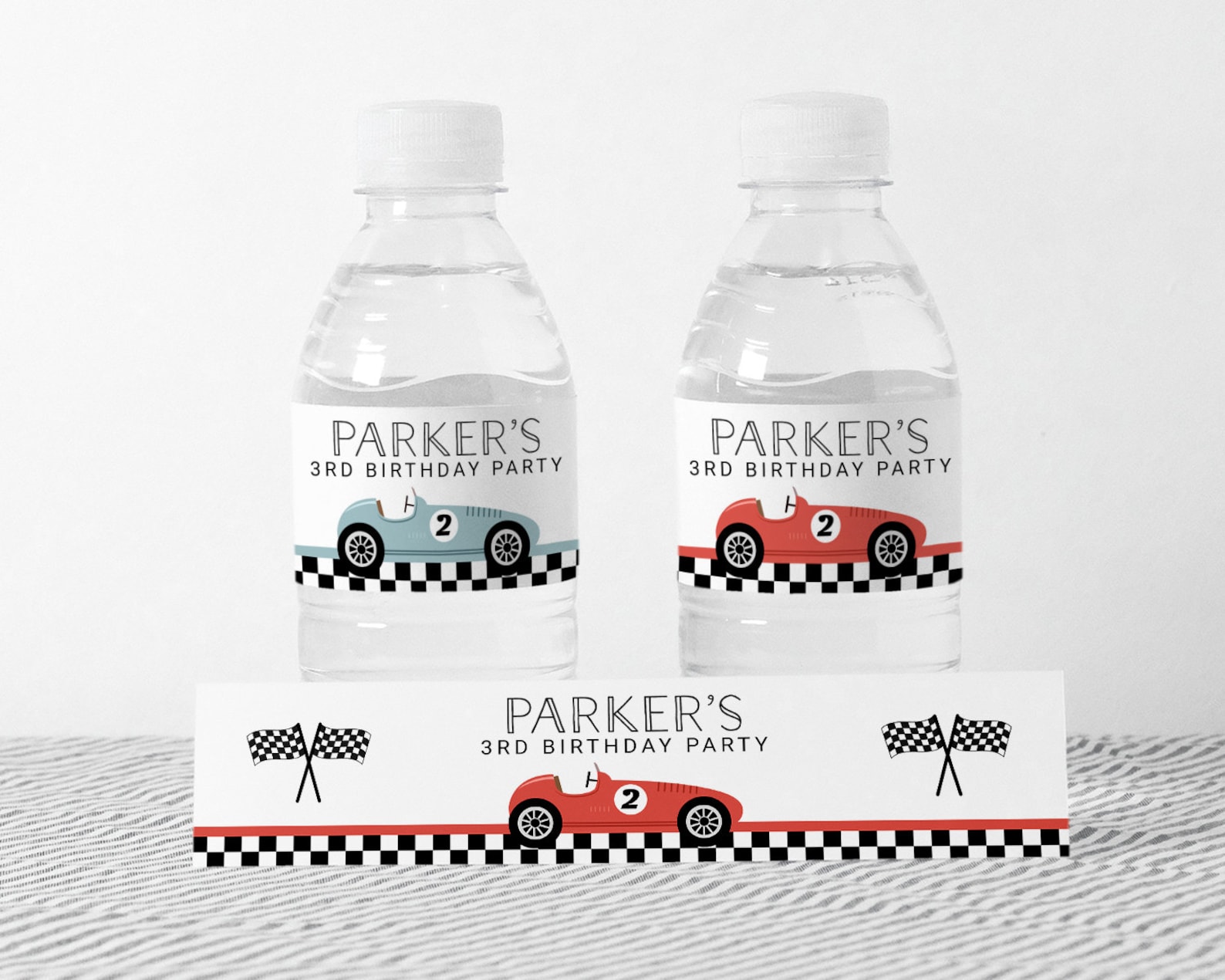 Race Car Water Bottle Labels EDITABLE, Two Fast Birthday Labels ...