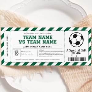 Soccer Game Ticket EDITABLE Surprise Soccer Gift Certificate - Etsy