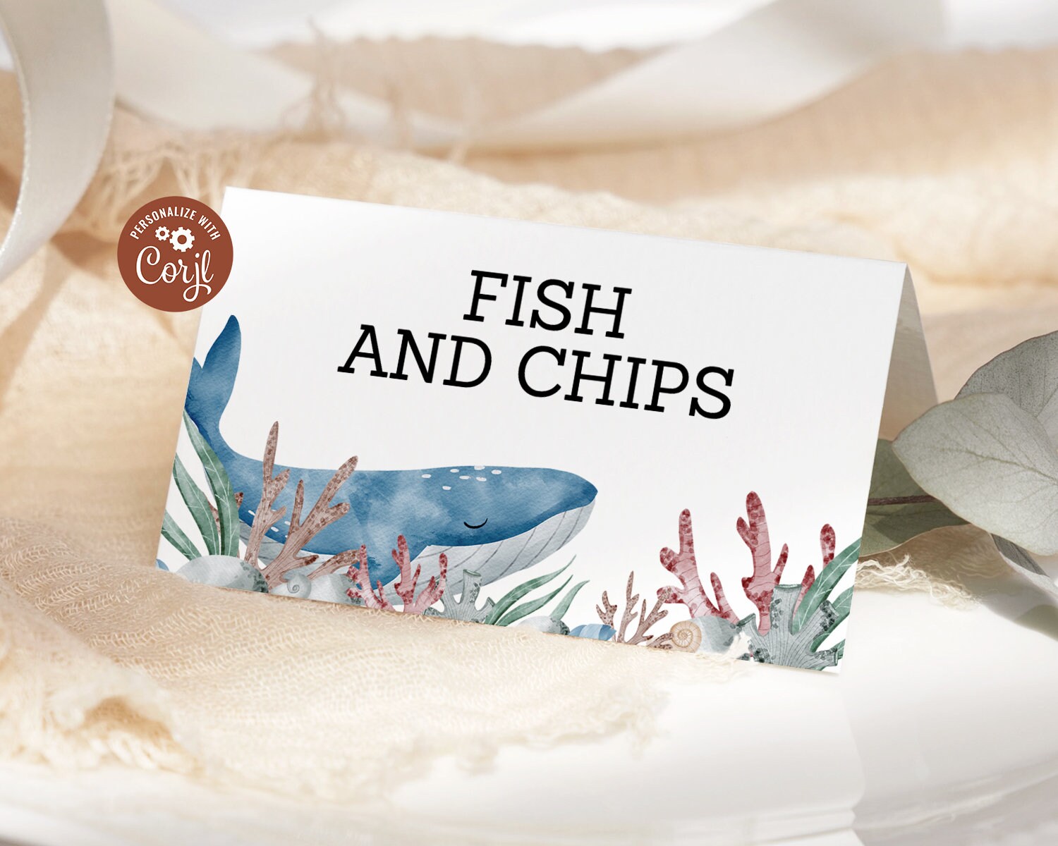 Whale Party Food Labels EDITABLE Ocean Party Place Card Tent - Etsy