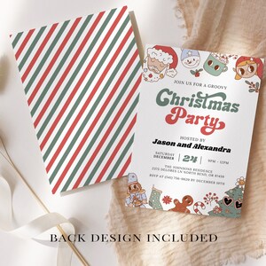 Groovy Christmas Party Invitation EDITABLE, Retro Holiday Party ...