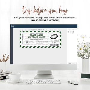 Football Game Ticket EDITABLE, Surprise Football Gift Certificate ...