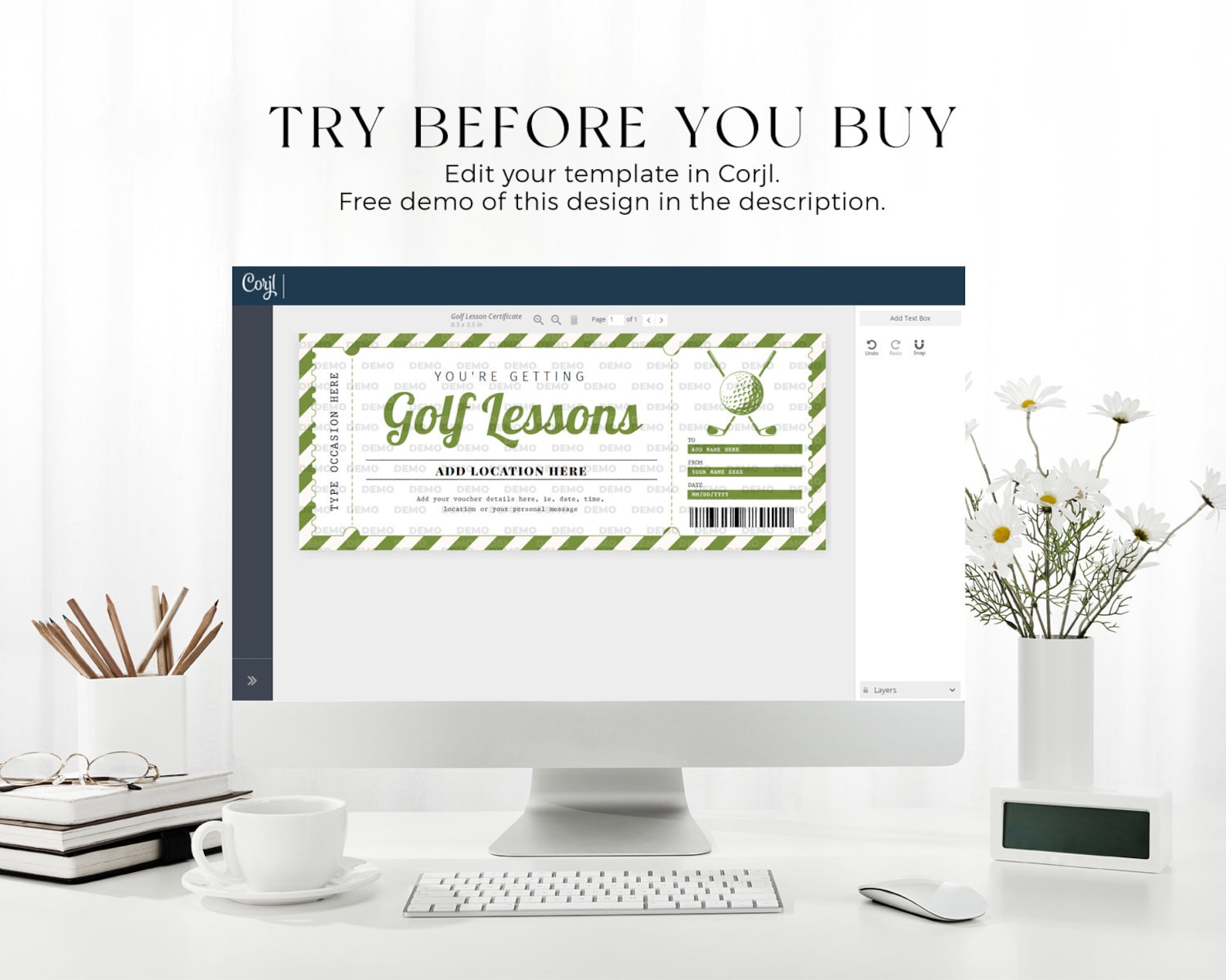 Golf Lesson Certificate EDITABLE Golfing Lesson Gift Voucher - Etsy