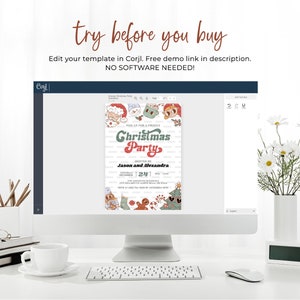 Groovy Christmas Party Invitation Editable Printable Annual - Etsy
