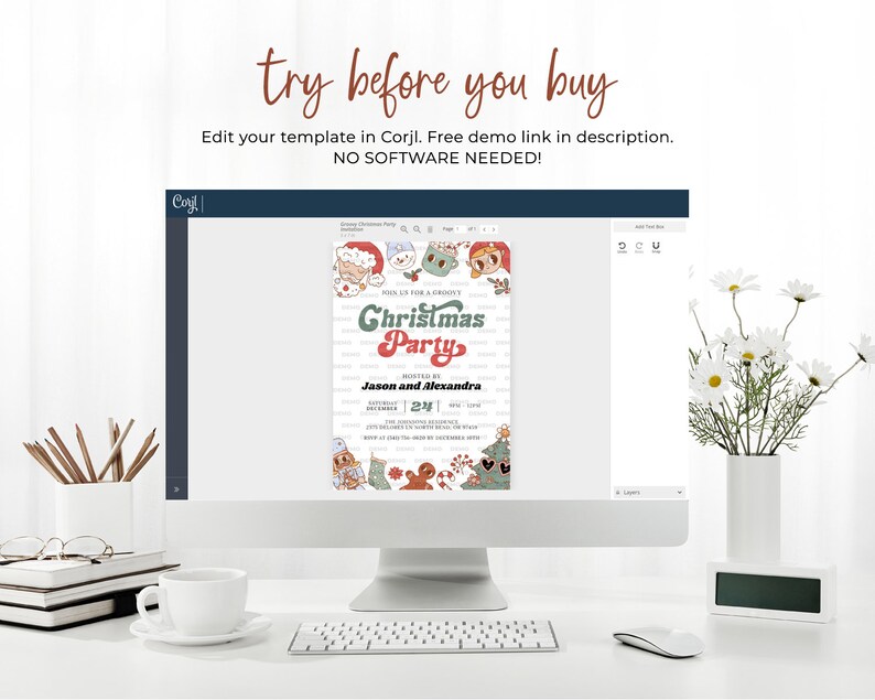 Groovy Christmas Party Invitation Editable Printable Annual - Etsy