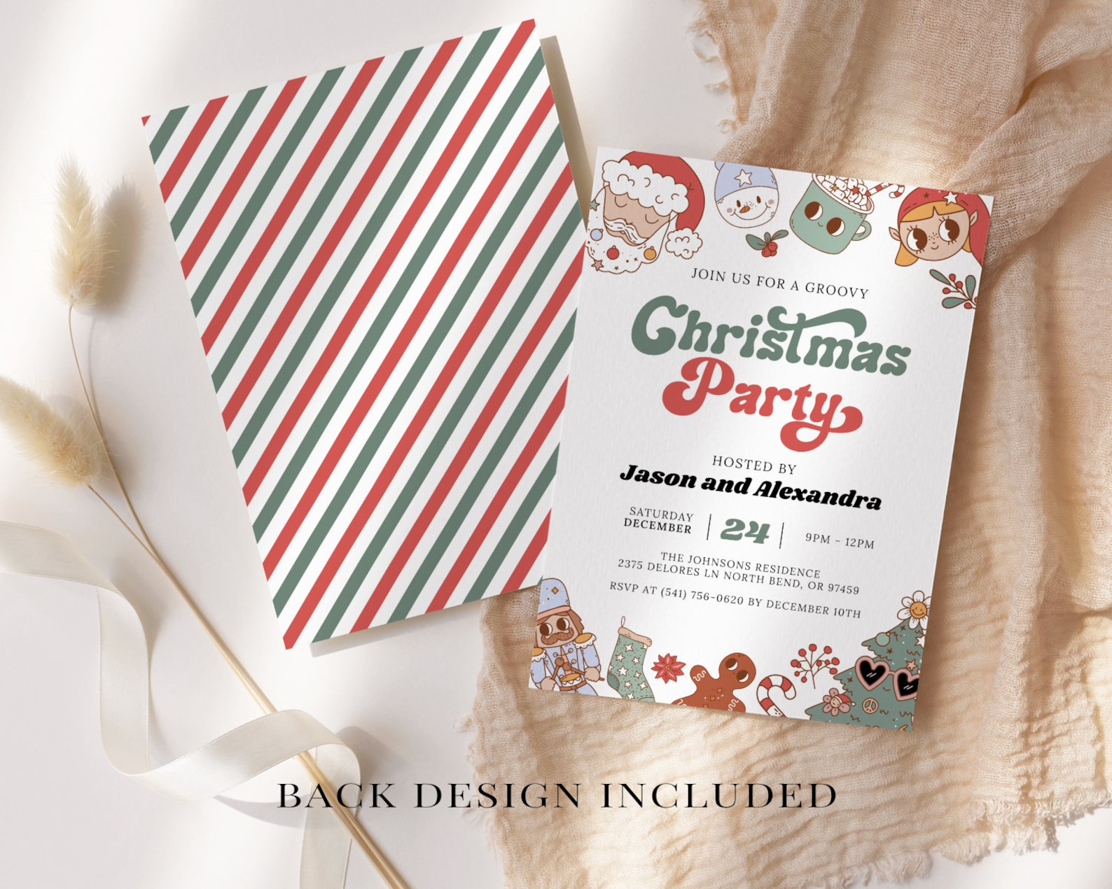 Groovy Christmas Party Invitation Editable Printable Annual - Etsy