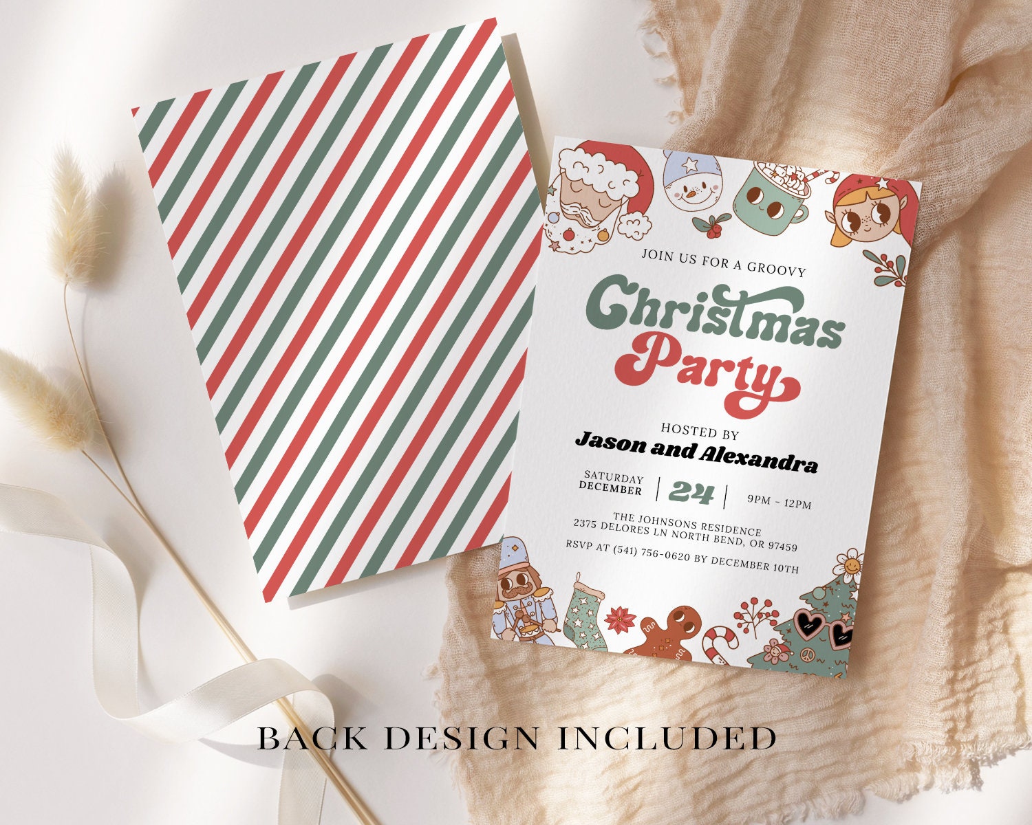 Groovy Christmas Party Invitation Editable Printable Annual - Etsy