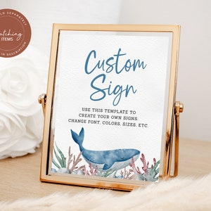 Whale Party Food Labels EDITABLE, Ocean Party Place Cards Printable ...