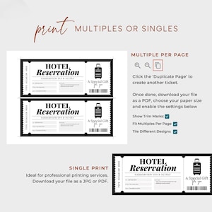 Hotel Reservation Voucher EDITABLE, Hotel Stay Gift Template, Printable ...