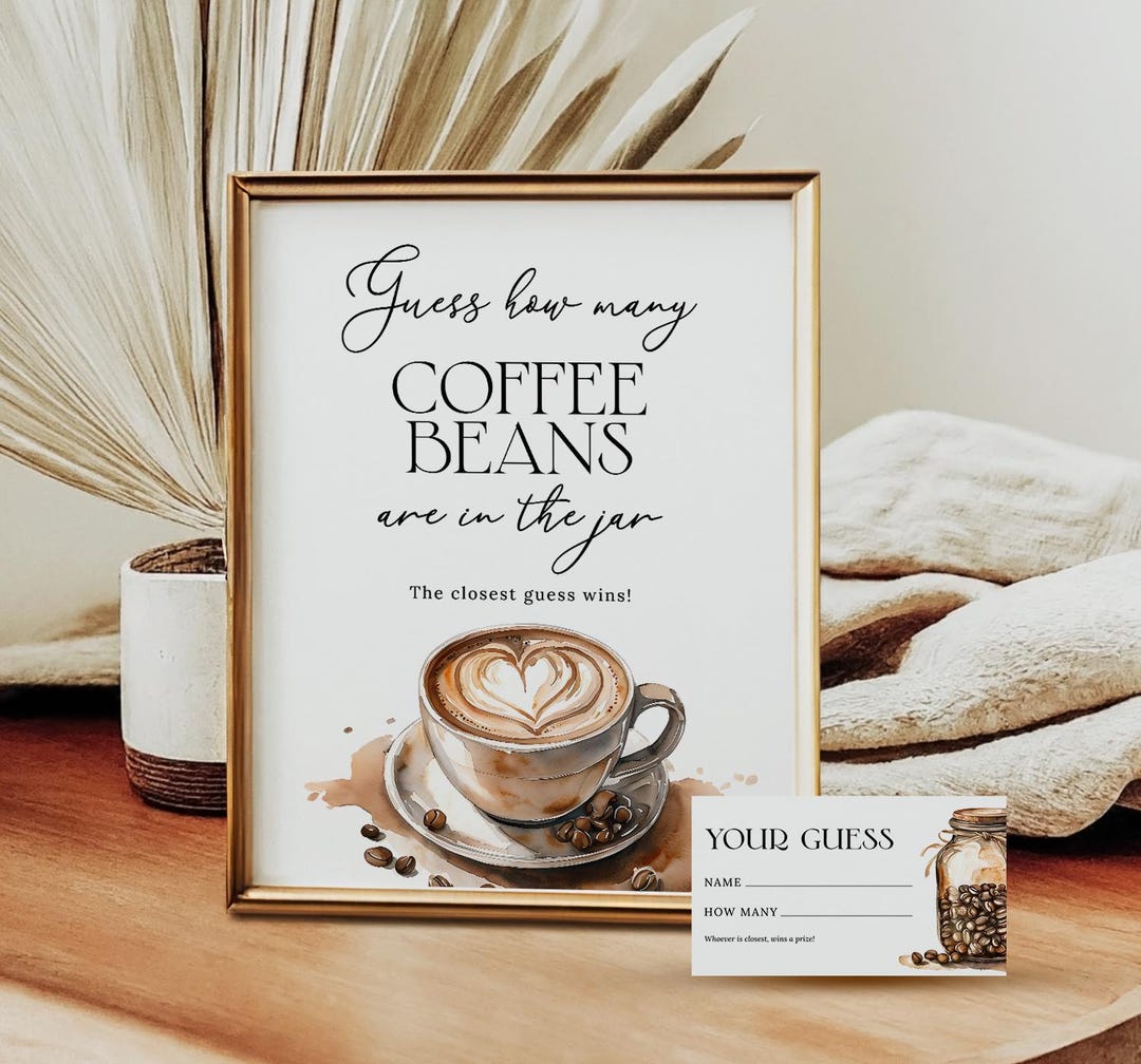 Guess How Many Coffee Beans Sign, Love is Brewing Bridal Shower Party ...