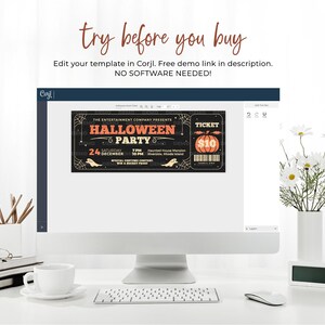 Halloween Event Ticket EDITABLE, Printable Party Ticket Template, Admit ...