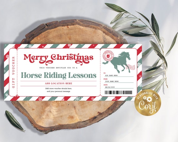 Horse Riding Lessons Christmas Voucher EDITABLE, Horse Leases ...