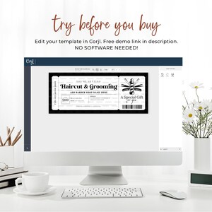 Barber Gift Certificate EDITABLE, Barbershop Voucher Printable, Barber ...