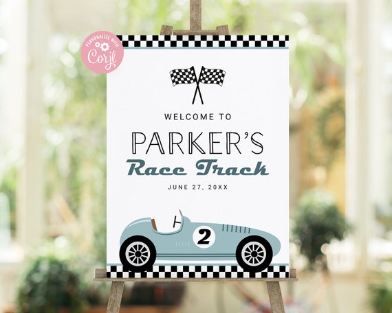 Race Car Welcome Sign Editable Two Fast Birthday Party Sign - Etsy