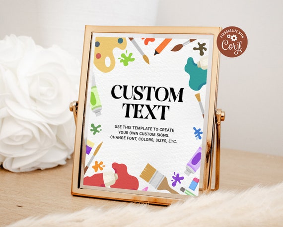 Custom Art Painting Party Sign, EDITABLE Sign Template, 8x10, Art Party ...