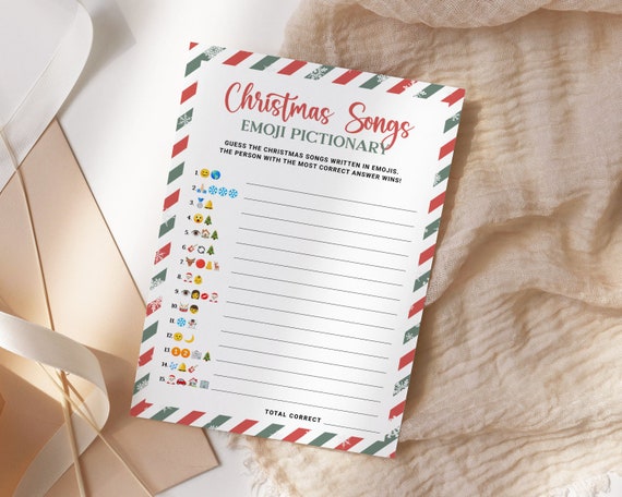 Christmas Song Emoji Pictionary Game, Printable Christmas Games ...