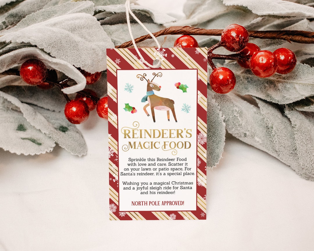 Reindeer Magic Food Christmas Tags EDITABLE, Magical Reindeer Food ...