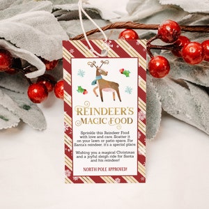 Reindeer Magic Food Christmas Tags EDITABLE, Magical Reindeer Food ...