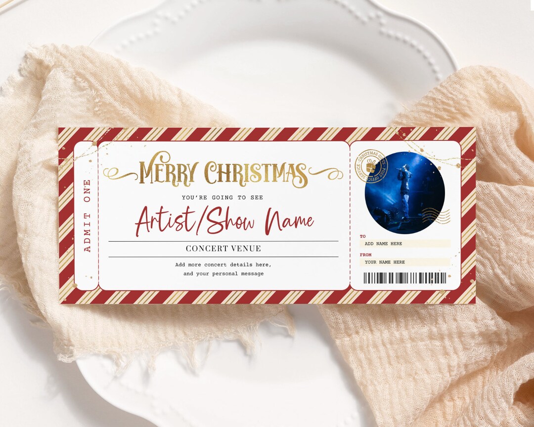 Christmas Concert Ticket EDITABLE, Holiday Surprise Ticket, Concert ...