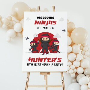 Ninja Birthday Party Welcome Sign EDITABLE, Martial Arts Welcome Poster ...