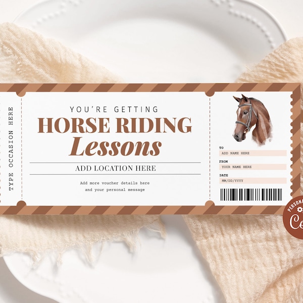 Printable Horse Lesson Gift Certificate - Etsy