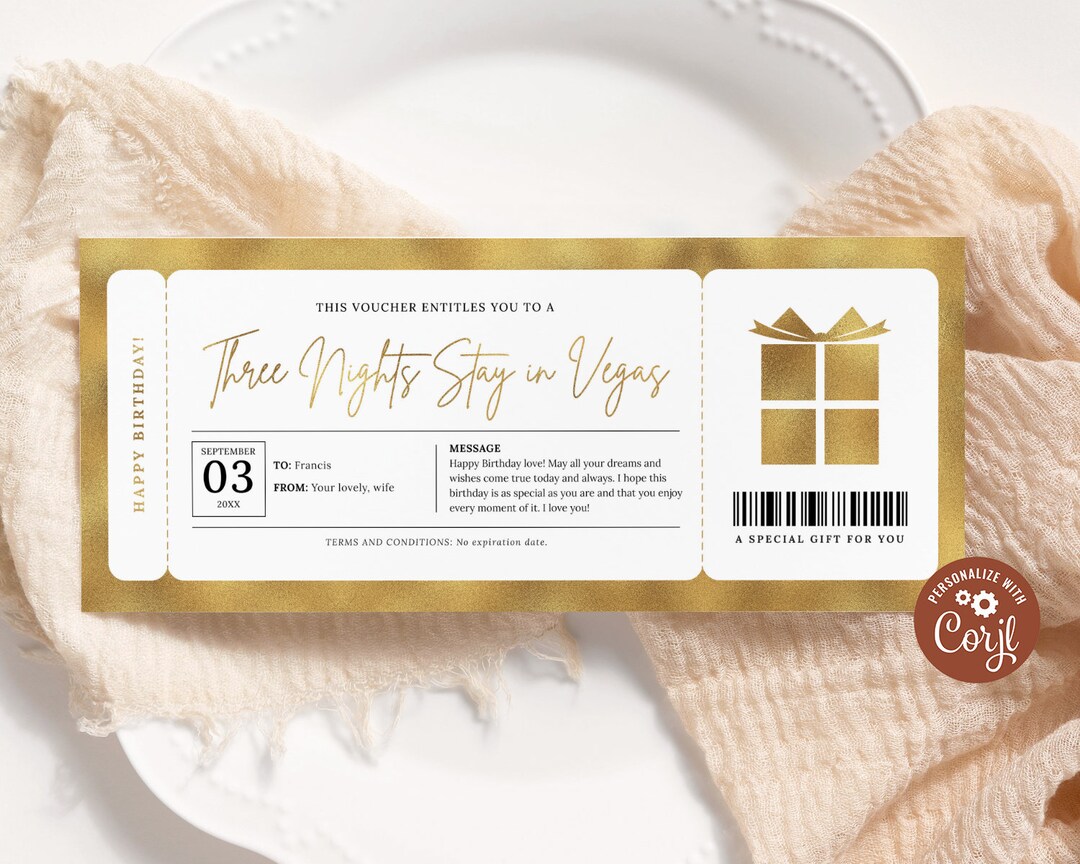 Custom Gold Gift Voucher EDITABLE Birthday Gift Certificate - Etsy