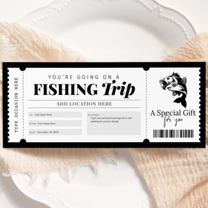 Surprise Fishing Trip Ticket EDITABLE, Fishing Trip Gift Voucher ...