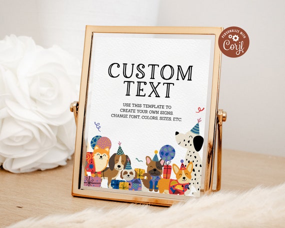 Custom Dog Party Signs EDITABLE, Lets Pawty Birthday Party Decor ...
