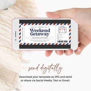 Weekend Getaway Voucher EDITABLE, Weekend Away Coupon Ticket, Surprise ...