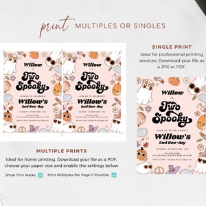 Two Spooky Birthday Invitation EDITABLE, Groovy Halloween 2nd Birthday ...