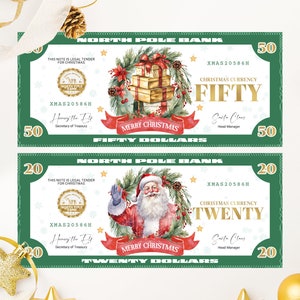 Christmas Play Money PRINTABLE, Christmas Dollar Money, North Pole Bank ...