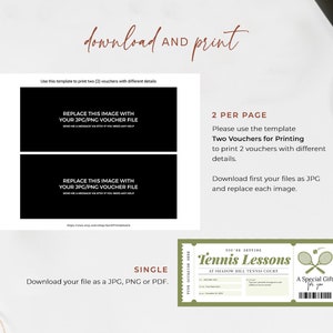 Tennis Lesson Certificate EDITABLE, Tennis Lesson Voucher Printable ...