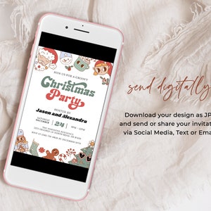 Groovy Christmas Party Invitation EDITABLE, Retro Holiday Party ...