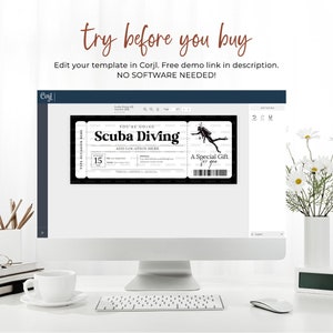 Scuba Diving Gift Voucher EDITABLE, Surprise Scuba Diving Certificate ...