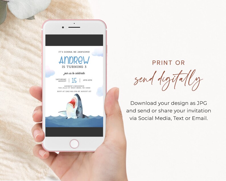 Shark Birthday Invitation EDITABLE Shark Attack Party Invite - Etsy