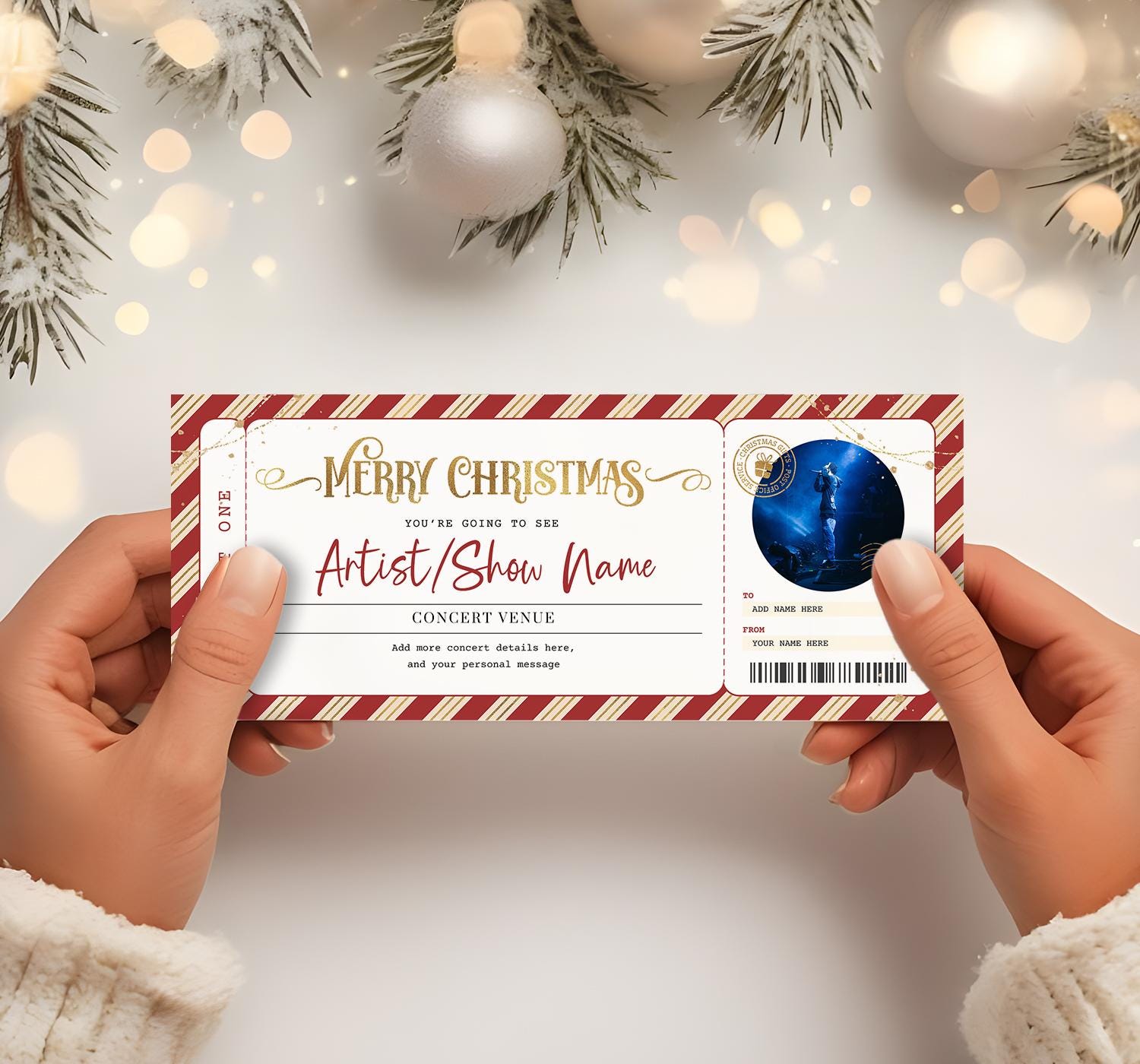 Christmas Concert Ticket EDITABLE, Holiday Surprise Ticket, Concert ...