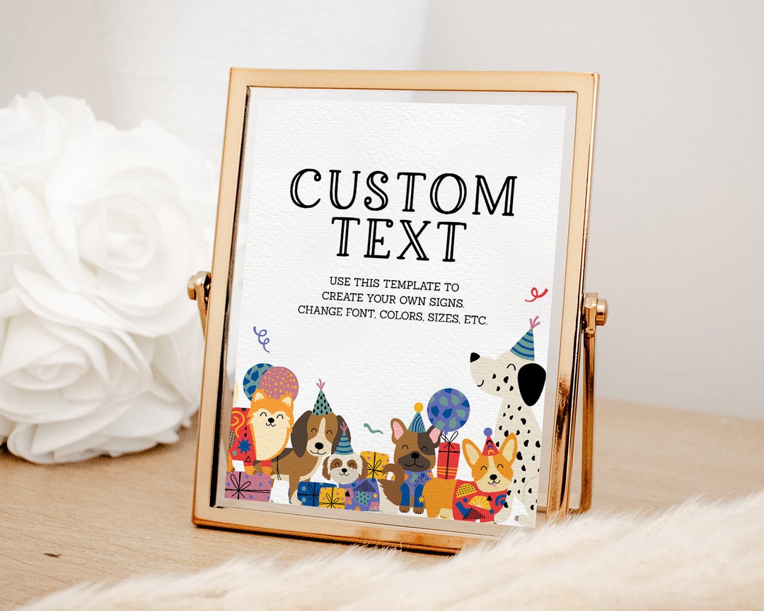 Custom Dog Party Signs EDITABLE, Lets Pawty Birthday Party Decor ...
