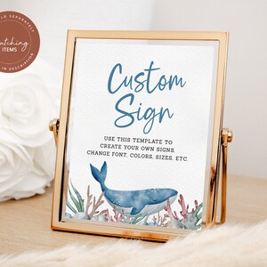 Whale Birthday Invitation EDITABLE, Ocean Party Invitation Printable ...