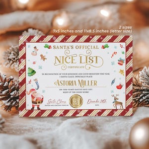 Santa Official Nice List Certificate EDITABLE, Elf Nice List ...