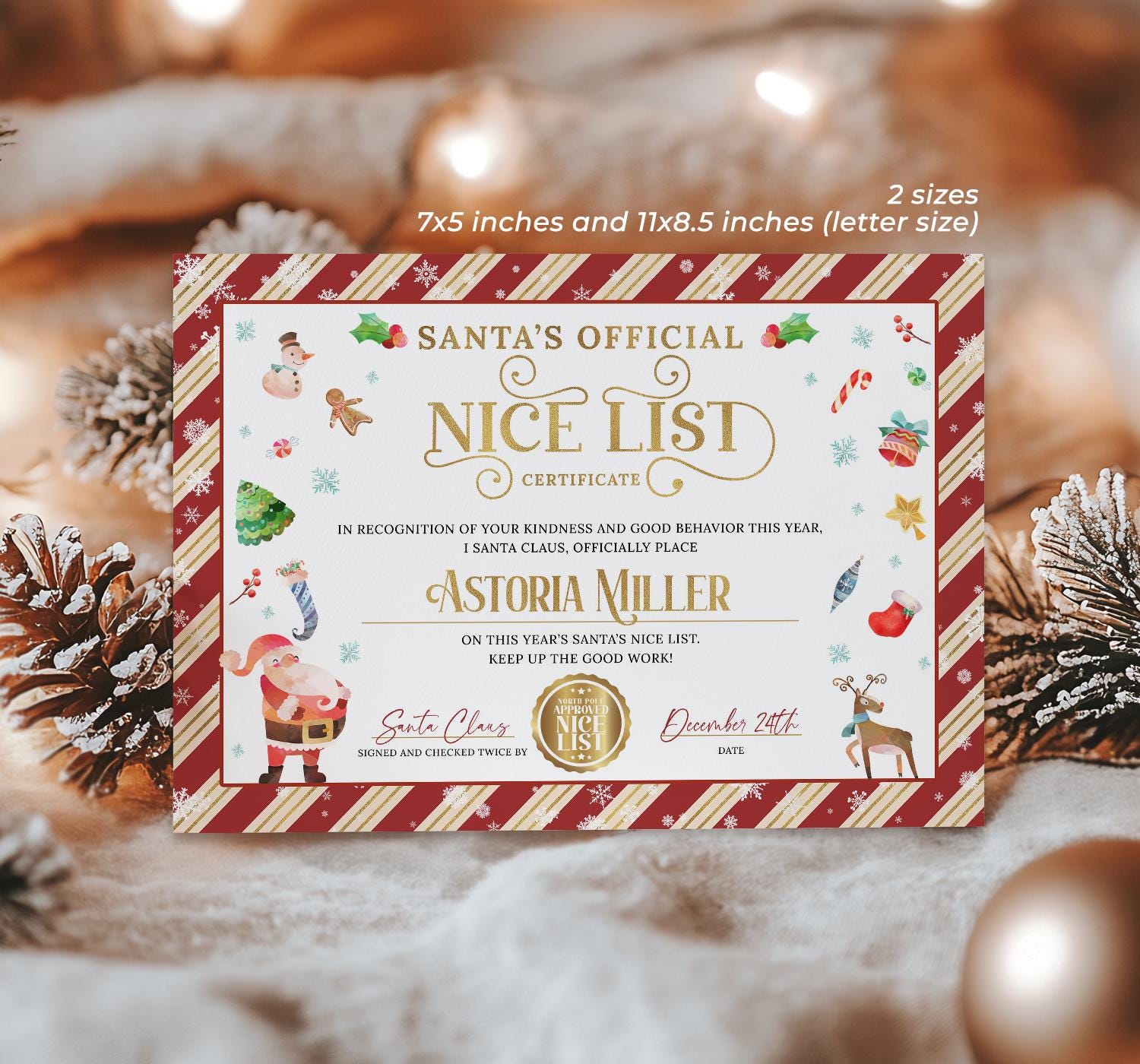 Santa Official Nice List Certificate EDITABLE, Elf Nice List ...
