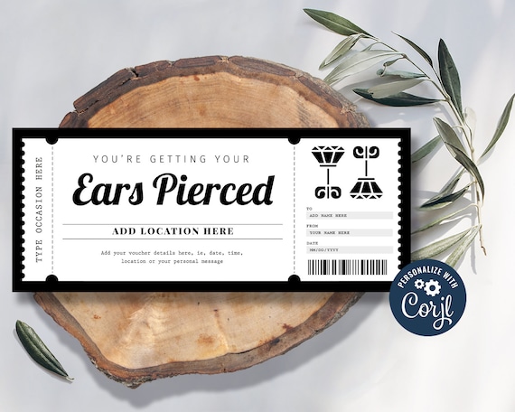 Ear Piercing Gift Certificate EDITABLE Ear Piercing Gift - Etsy