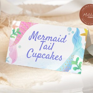 Mermaid Birthday Cupcake Toppers EDITABLE, Under the Sea Party Favor ...