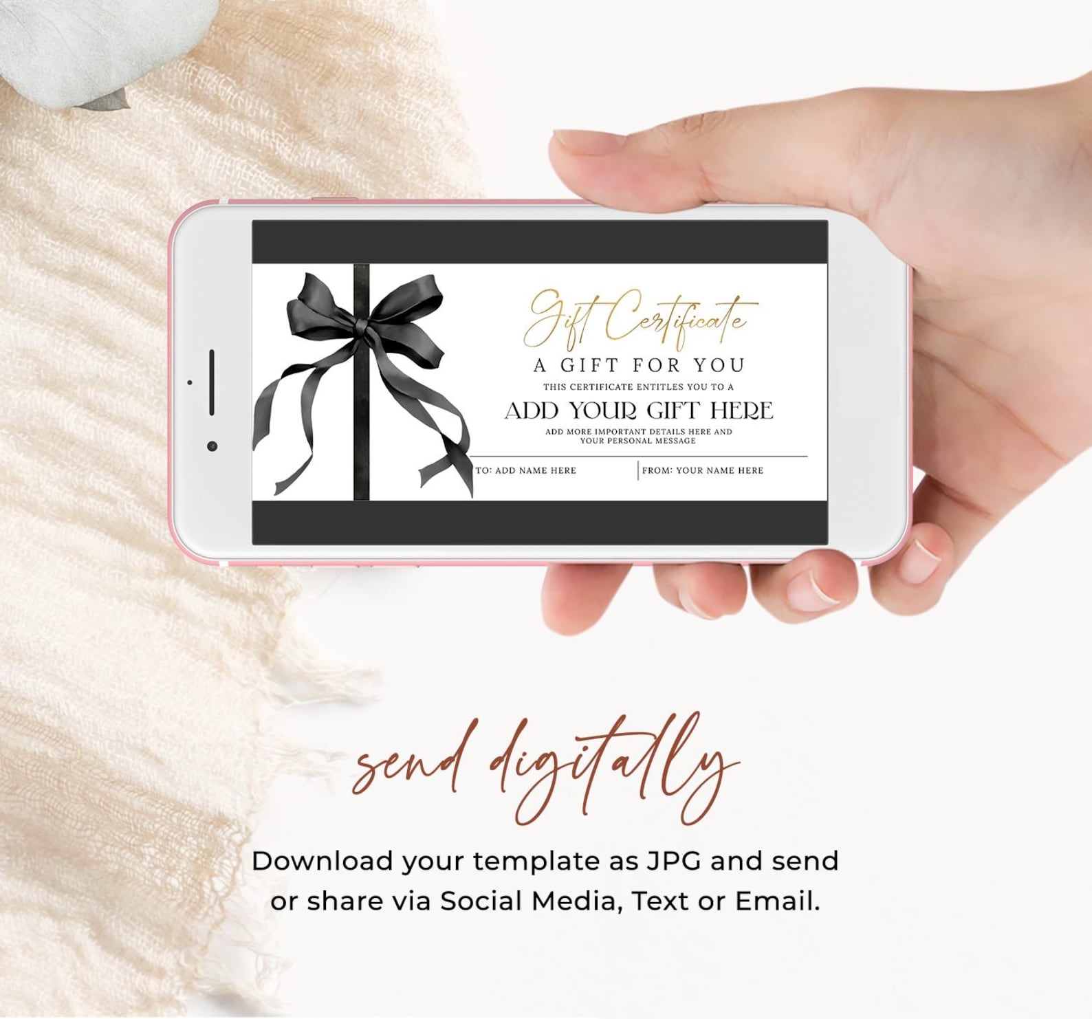 Gift Certificate EDITABLE, Custom Gift Voucher Template, Minimalist ...